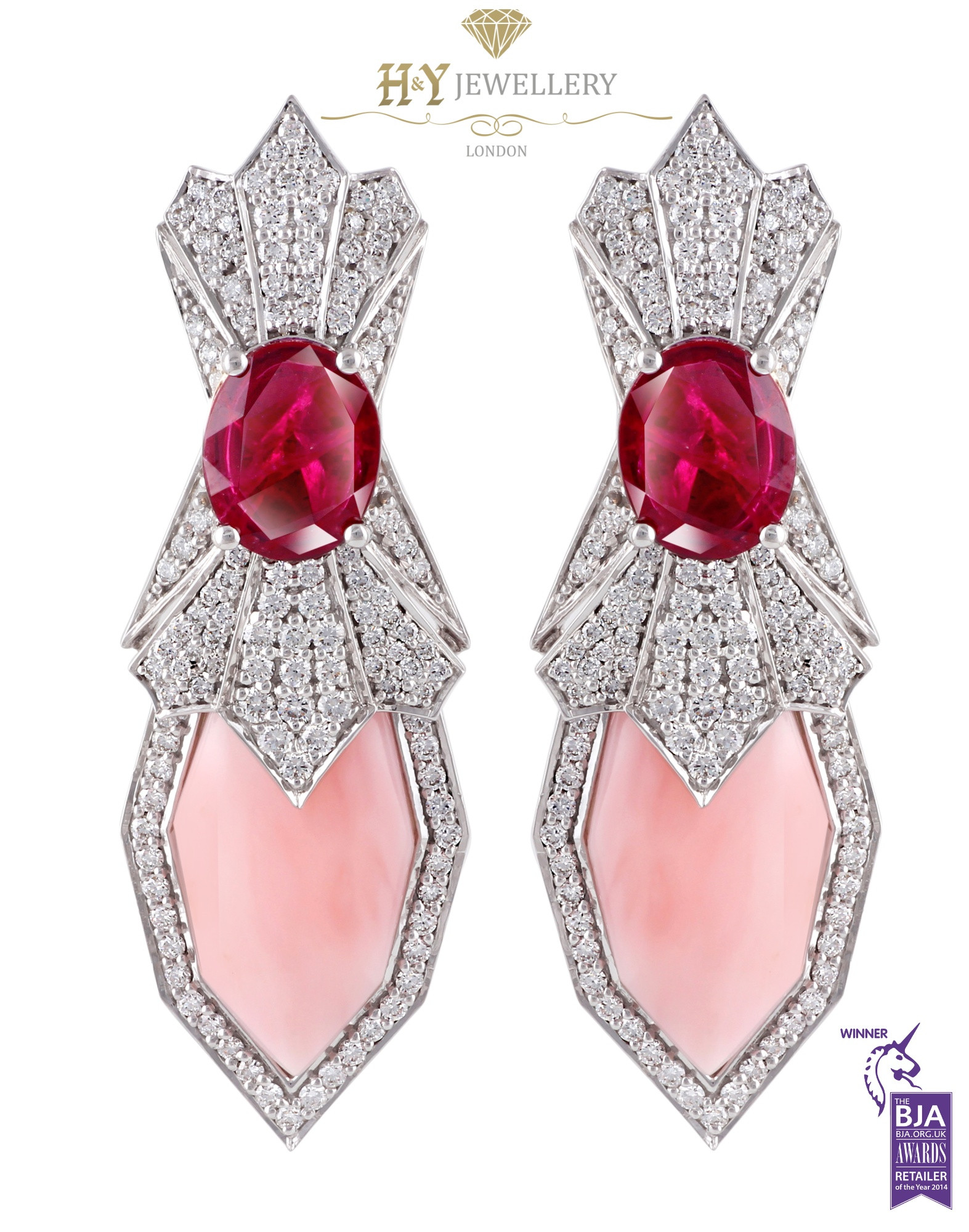Ananya White Gold Lotus Samsara Bespoke Flush Earrings set with Rubies ...