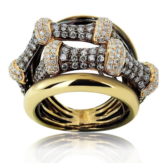 Cappuccino Gold and Diamond Cocktail Ring