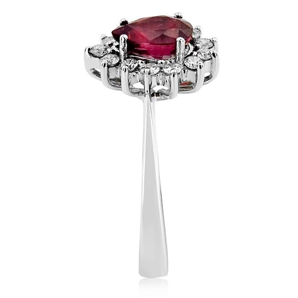 Pear Cut Ruby and Diamond Ring