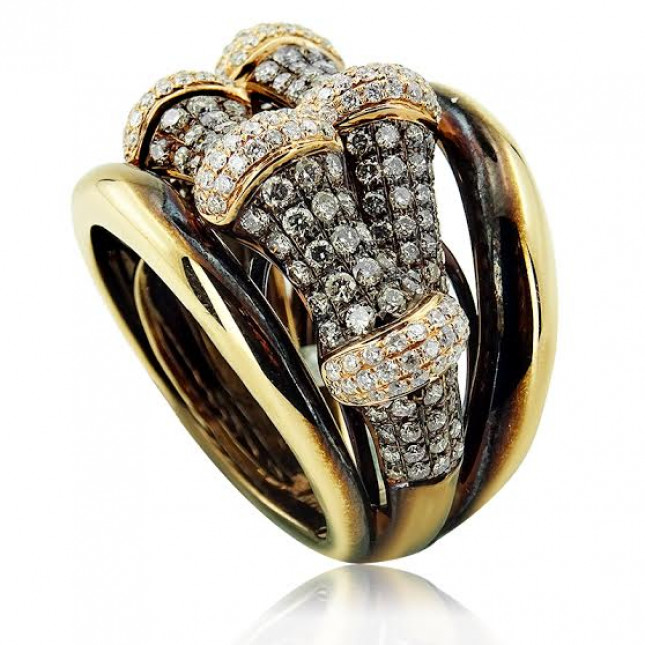 Cappuccino Gold and Diamond Cocktail Ring